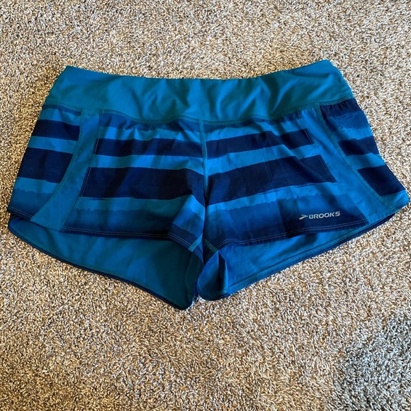 Brooks | Shorts | Brooks Chaser Blue Striped 3 Running Shorts W Mesh ...